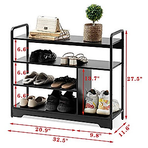 Vagusicc Shoe Rack, 4-Tier Wood Shoe Organizer, Shoe Shelf with Boots Storage 32.5 '', Sturdy Shoe Organizer, for Hallway Front Door, Entryway, Closet, Dorm Room, Industrial