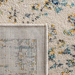 SAFAVIEH Evoke Collection 8' x 10' Ivory/Blue EVK220C Shabby Chic Oriental Medallion Non-Shedding Living Room Bedroom Dining Home Office Area Rug