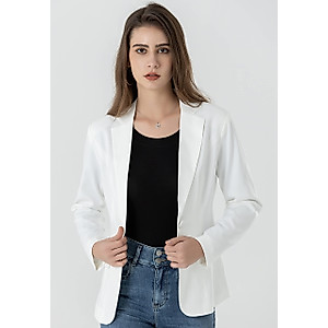 Beninos Womens One Button Blazer Lightweight Office Work Suit Jacket (D918 White, XS)