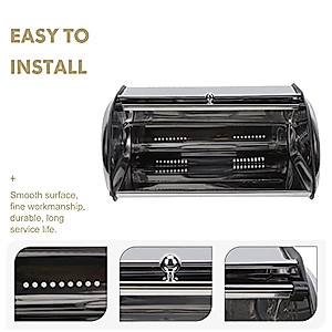 Tofficu Bread Storage Container Metal Bread Box Stainless Steel Roll Top Bread Bin Modern Bread Storage Holder Food Keeper Container Organizer with Lid for Kitchen Dining Metal Bread Box Roll Top