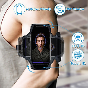 ZC GEL Running Phone Holder, Comfortable & 360° Rotatable Phone Armband (Headphone/Key/Card Holder) Fits All 4.5"-7" Smartphones, Perfect Arm Phone Holder for Running Jogging Walking Cycling Workout