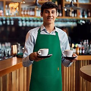 BOHARERS Green Aprons with Pockets - Restaurant Bib Apron for Work Home Kitchen Washable Chef Aprons Costume