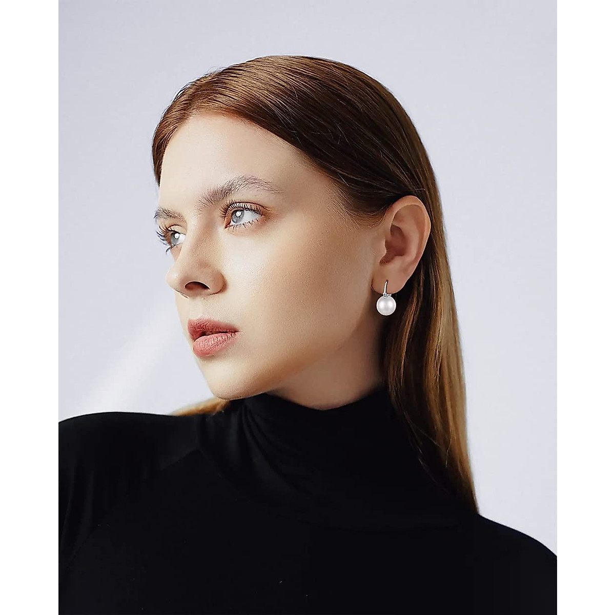 925 Sterling Silver Pearl Earrings for Women Dangle Pearl Drop Earrings Huggie Gifts for Mother Her (Silver)