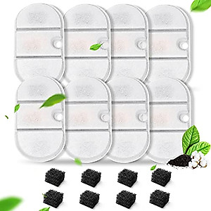 VinDox 16 Packs Replacement Cat Water Fountain Filters Compatible with PETLIBRO Capsule Pet Water Fountain: PLWF002,71oz/2.1L Ultra Quiet-BPA-Free, Two Flow Modes Pet Water Dispenser