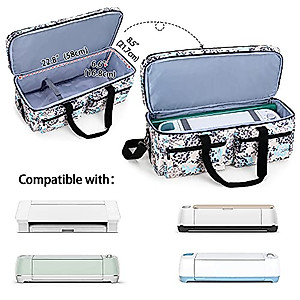 CURMIO Double Layer Carrying Case Compatible for Cricut Maker, Cricut Explore Air 2 and Silhouette Cameo 4, Travel Storage Bag with Pockets for Craft Tools, Dandelion (Bag only, Patented Design)