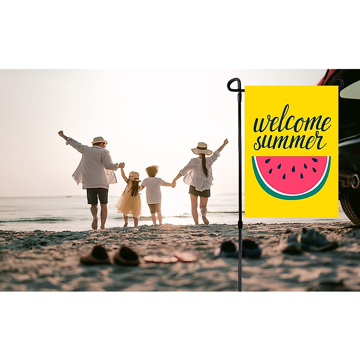 Garden Flag Stand Iron Garden Flag Pole 36.5x16.5 inch with 2 Flag Stopper and 1 Tiger Clip Garden flag stake for Outdoor Decorate Garden Yard