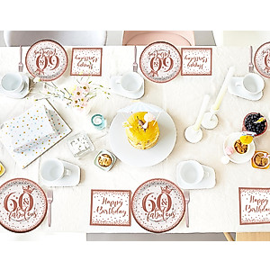 GREPARPY 60th Birthday Decorations Women Tableware - Rose Gold 60 And Fabulous Birthday Decorations Dinnerware, Sixty Birthday Plate, Napkin, Fork, Her 60-Year-Old Birthday Party Supplies | Serve 24