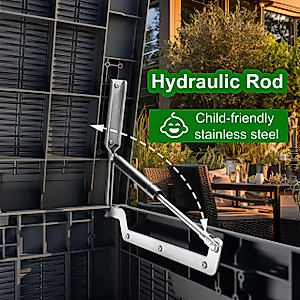 KFY deck box,100-gallon indoor and outdoor storage box made of waterproof and sun-resistant resin material, meeting storage needs for the living room, patio, swimming pool, and toolshed（black）