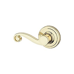 Kwikset Lido Left-Handed Half-Dummy Lever with Microban Antimicrobial Protection in Polished Brass (97880-682)
