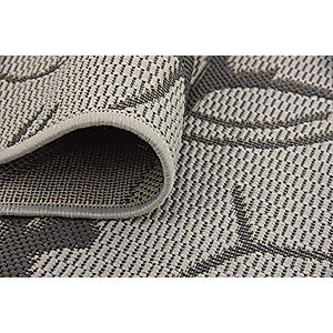 Unique Loom Outdoor Botanical Collection Area Rug - Branch (7' 1" x 10' Rectangle, Light Gray/ Gray)