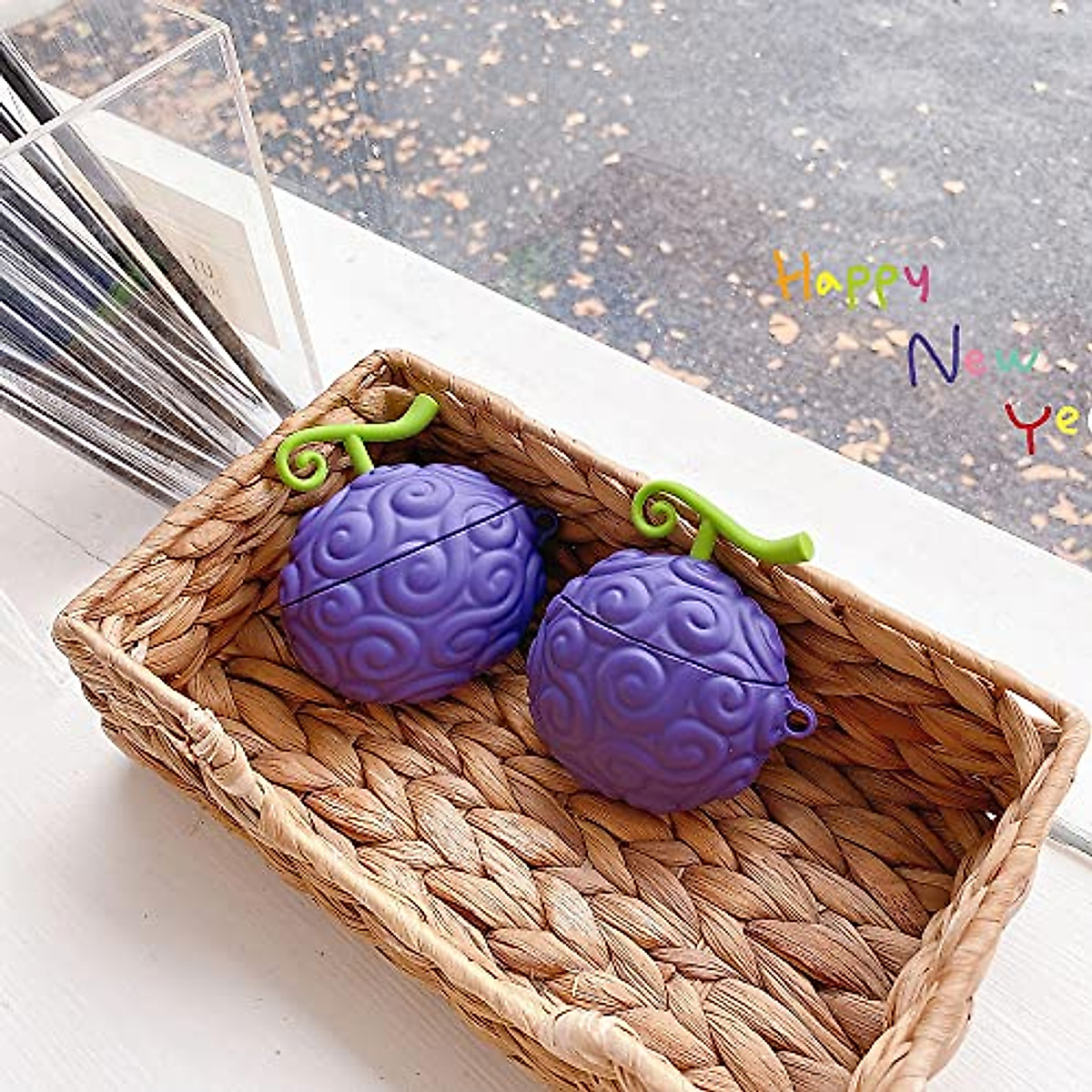 for Airpods 1&2 Case, Cute Funny Cool Soft Silicone,Fashion Anime 3D Character Design,with Safe and Convenient Keychain Very Suitable for Men, Women, Old People, Children (Rubber Fruit)