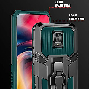 vvoo for Xiaomi Redmi Note 9s/9 Pro Case,with [2 Pack] Tempered Glass Screen Protector Military Grade Hybrid Heavy Duty Protection Built-in Fold Kickstand for Xiaomi Redmi Note 9s/ 9 Pro Case -Green