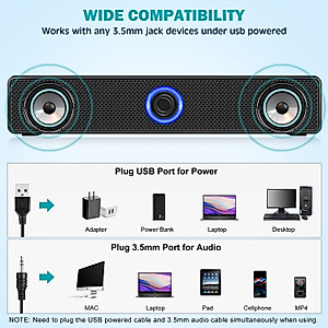 TAOTOSUNE Computer Speakers, USB Powered PC Speakers Wired Stereo Desktop Speakers for Computer, Desktop, Laptop, PC, Pad, Cellphone [2025 Version]