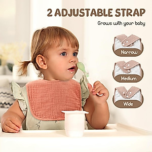 POIKSHARK 6-Pack Muslin Baby Bibs for Unisex Boys Girls, Solid Colors, Soft Cotton Baby Drool Bibs, Drooling and Teething Bibs for Infant, Newborn - Neutral