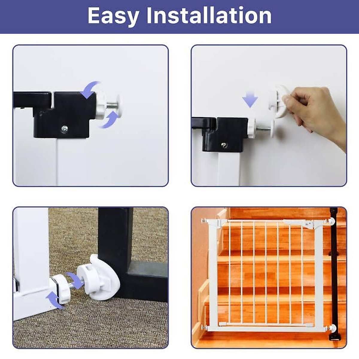 Baby Gate Banister Adapter (2 Pack) Universal Hardware for Pressure Mounted Baby Gate for Stairs Banister to Wall Baby Gate Parts Stair Gate for Pets Banister Baby Gate Extender Work on Stairs, White