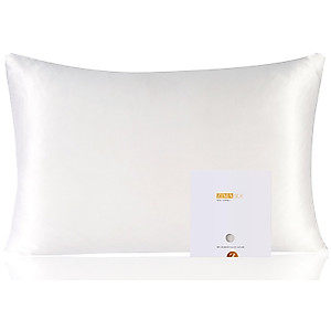 ZIMASILK 100% Pure Mulberry Silk Pillowcase for Hair and Skin Health,Soft and Smooth,Both Sides Premium Grade 6A Silk,600 Thread Count,with Hidden Zipper,1pc(Standard 20''x26'',White)