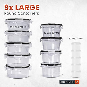 RFAQK 60 Pcs Food Storage Containers with Lids Airtight-75 OZ to 1.2 OZ(30 Containers & 30 Lids)100% BPA-Free Clear Plastic Reusable Meal-Prep Containers-Microwave,Dishwasher Safe with Labels & Marker