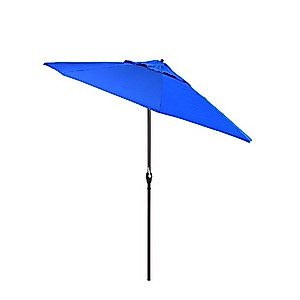 California Umbrella 9' Rd Sunbrella Aluminum Patio Umbrella, Crank Lift, Auto Tilt, Bronze Pole, Pacific Blue