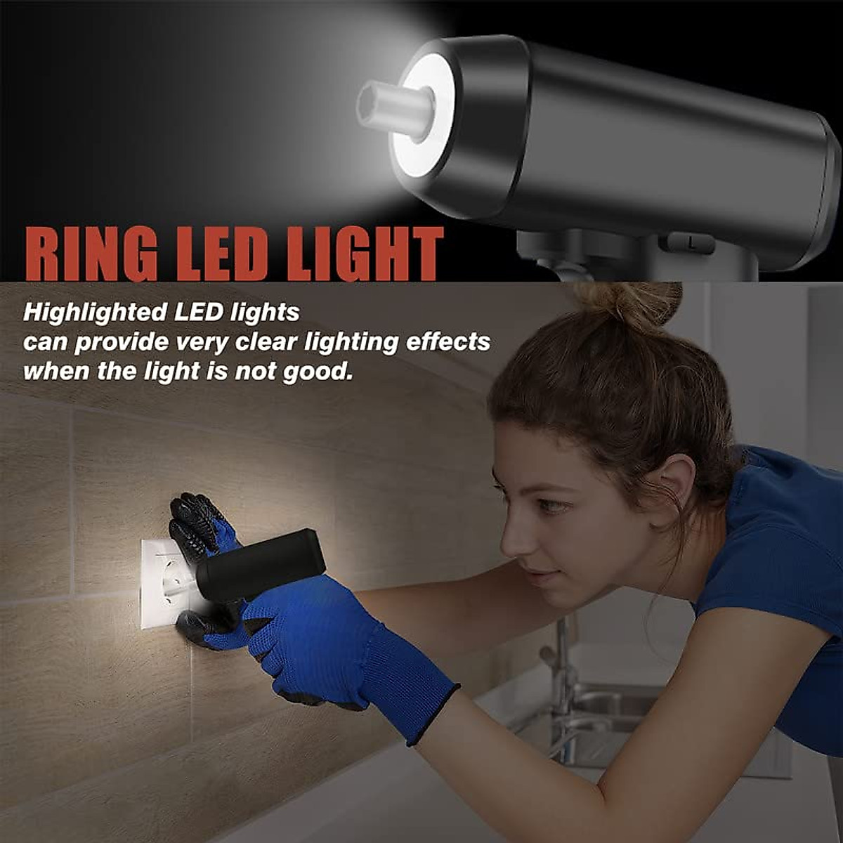 Electric Screwdriver Cordless, 3.6V Cordless Electric Screwdriver with 42pcs Screwdriver Bits, USB-C Charging & LED Light, 1500mAH Li-ion and Storage Bag, Power Screwdriver for Home and Professional