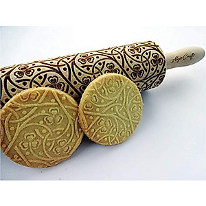 IRISH CLOVER KNOT Embossing Rolling Pin. Dough Roller with Shamrock Pattern for Homemade Cookies and Pottery by Algis Crafts