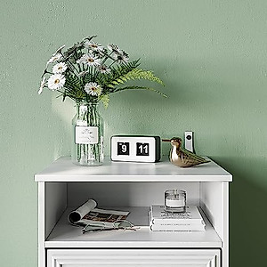 HolliWill Nightstand Set of 2, Night Stand with Drawers, Accent Bed Side Table and End Table with Open Storage for Bedroom, Living Room, White