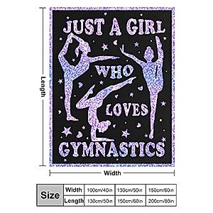 Just A Girl Who Loves Gymnastics Throw Blanket 50"X40" Soft Flannel Blankets for Bed Couch Plush Cozy Blanket for Adults Micro Fleece Throws
