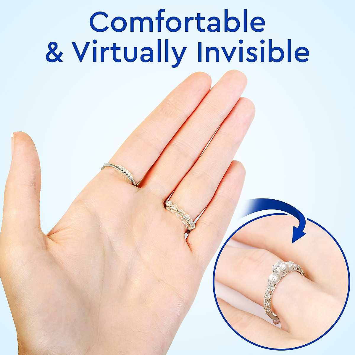 5 STARS UNITED Ring Sizer Adjuster for Loose Rings - 12 Pack, 2 Sizes for Different Band Widths – Silicone Ring Size Adjuster - Invisible Ring Guards for Women and Men