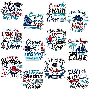 12 Pcs Cruise Door Magnets Funny Cruise Ship Door Magnets Magnetic Cruise Door Decorations Cruise Door Magnet Stickers for Refrigerator Carnival Fridge Garage