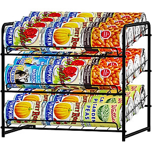Simple Trending Can Rack Organizer, Stackable Can Storage Dispenser Holds up to 36 Cans for Kitchen Cabinet or Pantry, Black