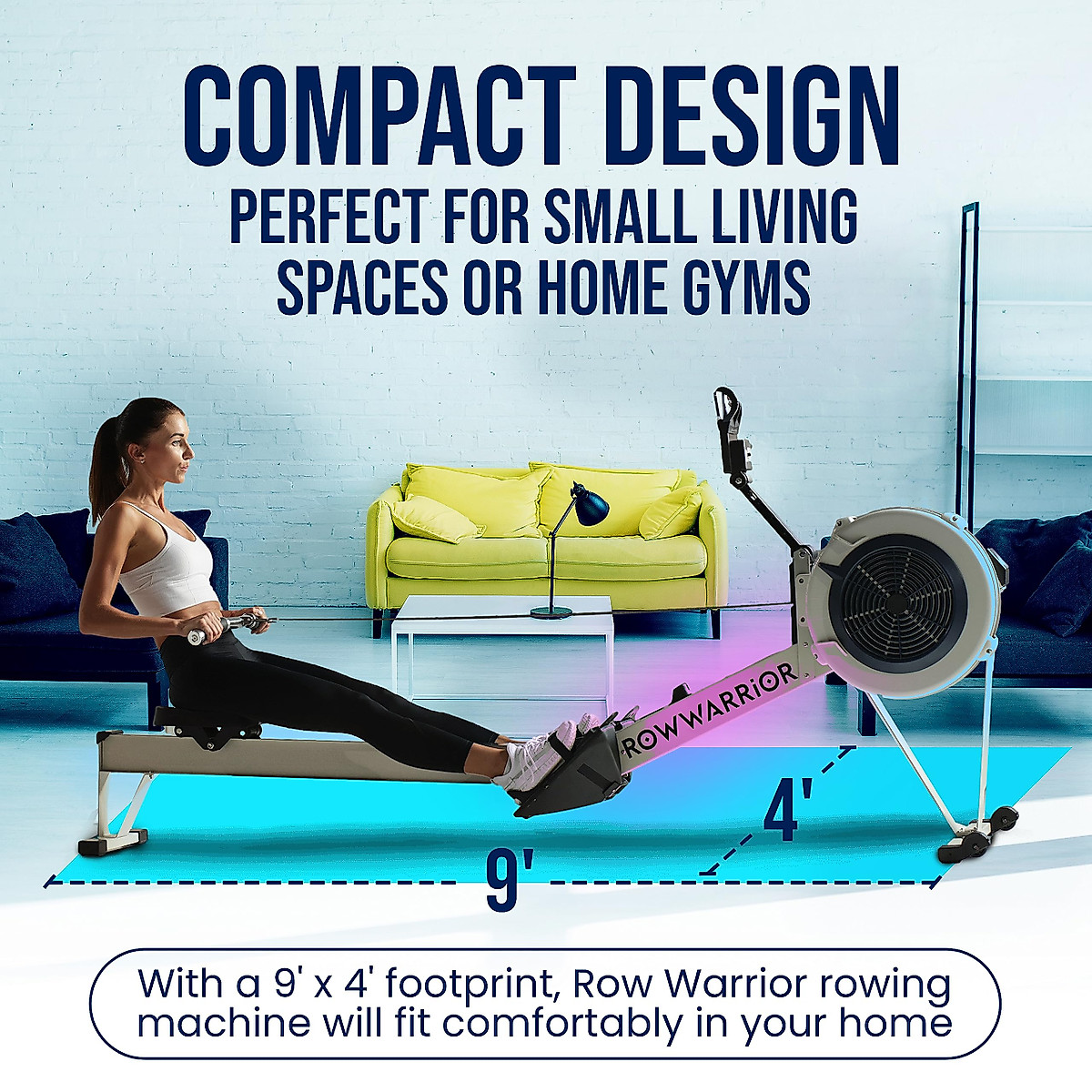 Row Warrior Air Rowing Machine | Foldable Gym-Quality Row Machine | 10- Damper Levels Cardio Machine for Full-Body Workout | Rowing Machine for Home Use with LED-Monitor | Rower Machine for Home Gym