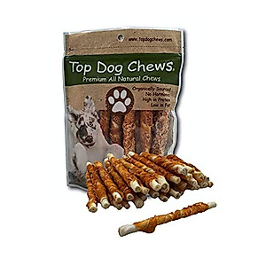 Top Dog Chews - All Natural Chicken Wrapped Rawhide Dog Twists (50 Pack), Natural Chew Sticks for Healthy Teeth and Happy Dogs, Delicious Dog Treats for Canine Dental Care