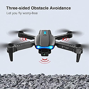 Dual 1080P HD FPV Camera Remote Control Mini Drone - 2.4G WiFi Start Speed Adjustment Altitude Hold Headless Mode Foldable RC Quadcopter Toys Gifts for Adults Beginners Kids (Black)