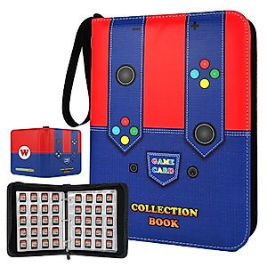Dmoicols Game Card Binder Compatible with Nintendo Switch &OLED&Lite Model,PS Vita Cartridge Case,SD Memory Card Storage Holder with Sleeves,Card Collection Book holds up to 200 Cards(Red+Blue)