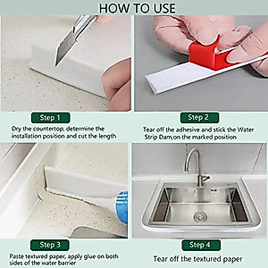 QYDKWK 59 Inch Shower Water Dam Shower Threshold Silicone Water Barrier Self-Adhesive Shower Water Stopper Splash Guard Keeping Dry and Wet Separation for Bathroom and Kitchen