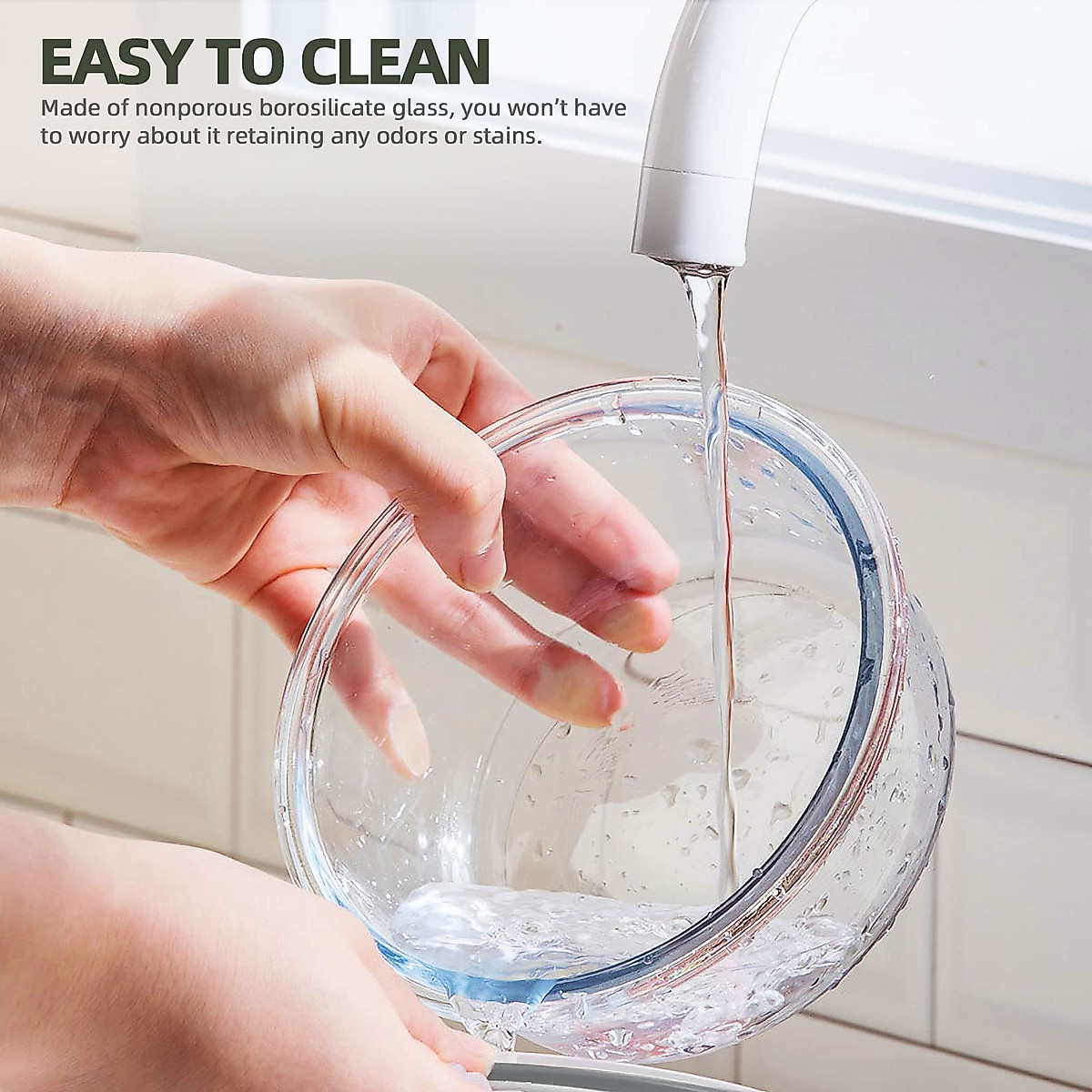 KOMUEE Rectangular Glass Baking Dish with Lids Set & Round Glass Food Storage Containers With Lids Set,Glass Bakeware Set with Lids for Lasagna, Leftovers, Cooking, Kitchen, Fridge-to-Oven,Gray