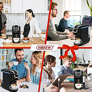 Pod Coffee Maker Single Serve, HiBREW 5-in-1 Espresso Machine for Pods, Kcup*/Nes* Original/DG*/ESE Pod/Espresso Powder Compatible, Cold/Hot Mode, 20 oz Removable Reservoir, LED Bars Indicator, 19 Bar