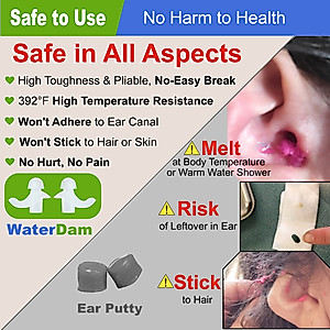 WaterDam Swimming Ear Plugs Great Waterproof Ultra Comfy Earplugs Prevent Swimmer's Ear (Size 0+0: Infants 0-12months (Clear Clear))