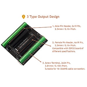 for ESP32 Super Breakout Board 3.81mm / 0.15" Terminal Blocks GPIO Expansion Board 3 Types Output for ESP32 Module ESP-WROOM-32 ESP32-DevKitC