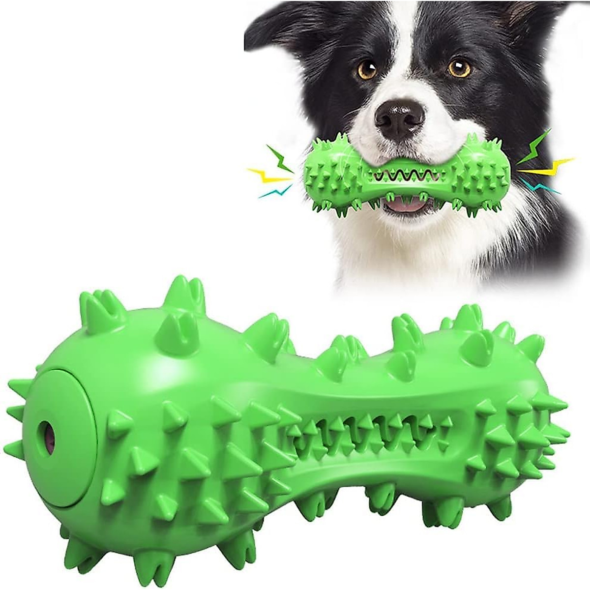 wanijaning Dog Toy, Toothbrush Dogs Chew Squeaky Toys, Durable Bones for Aggressive Chewers, Dental Oral Care for Small, Medium and Large Dogs - Green