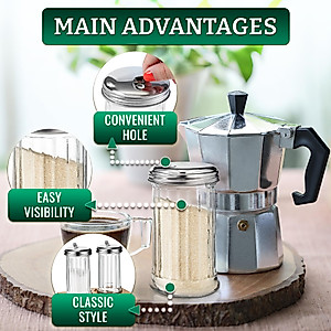 12 Oz Glass Sugar Dispenser with Pour Spout - Sugar Container with Lid Sugar Shaker Dispenser Sugar Jar with Lid Sugar Container for Coffee Bar Sugar Pourer Dispenser - Sugar Holder for Coffee Bar