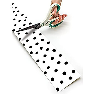 Teacher Created Resources Black Painted Dots on White Straight Rolled Border Trim (TCR8910)