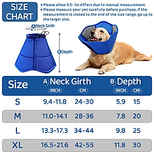 SUNFURA Soft Dog Cone, Dog Cones for Large Dogs, Cone for Dogs to Stop Licking After Surgery, Adjustable Dog Cone Alternative Dog Recovery Collar for Wound Healing, Blue L