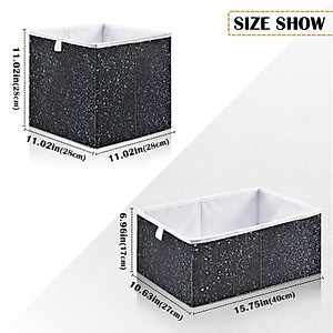 QUGRL Black Metallic Sparkle Storage Bins Organizer Glitter Space Shiny Foldable Clothes Storage Basket Box for Shelves Closet Cabinet Office Dorm Bedroom 15.75 x 10.63 x 6.96 in