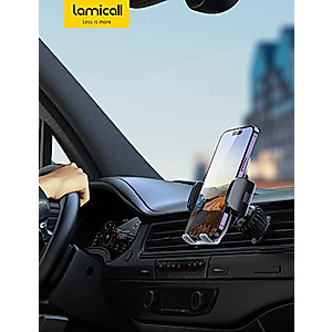Lamicall Car Vent Phone Holder - 1s Release Air Vent Cell Phone Mount Cradle, 2023 Upgrade Phone Clamp with Airbag, Metal Vent Clip, Hands Free, for 4 to 7" Phones, Like iPhone 14 Pro Max, Galaxy S23