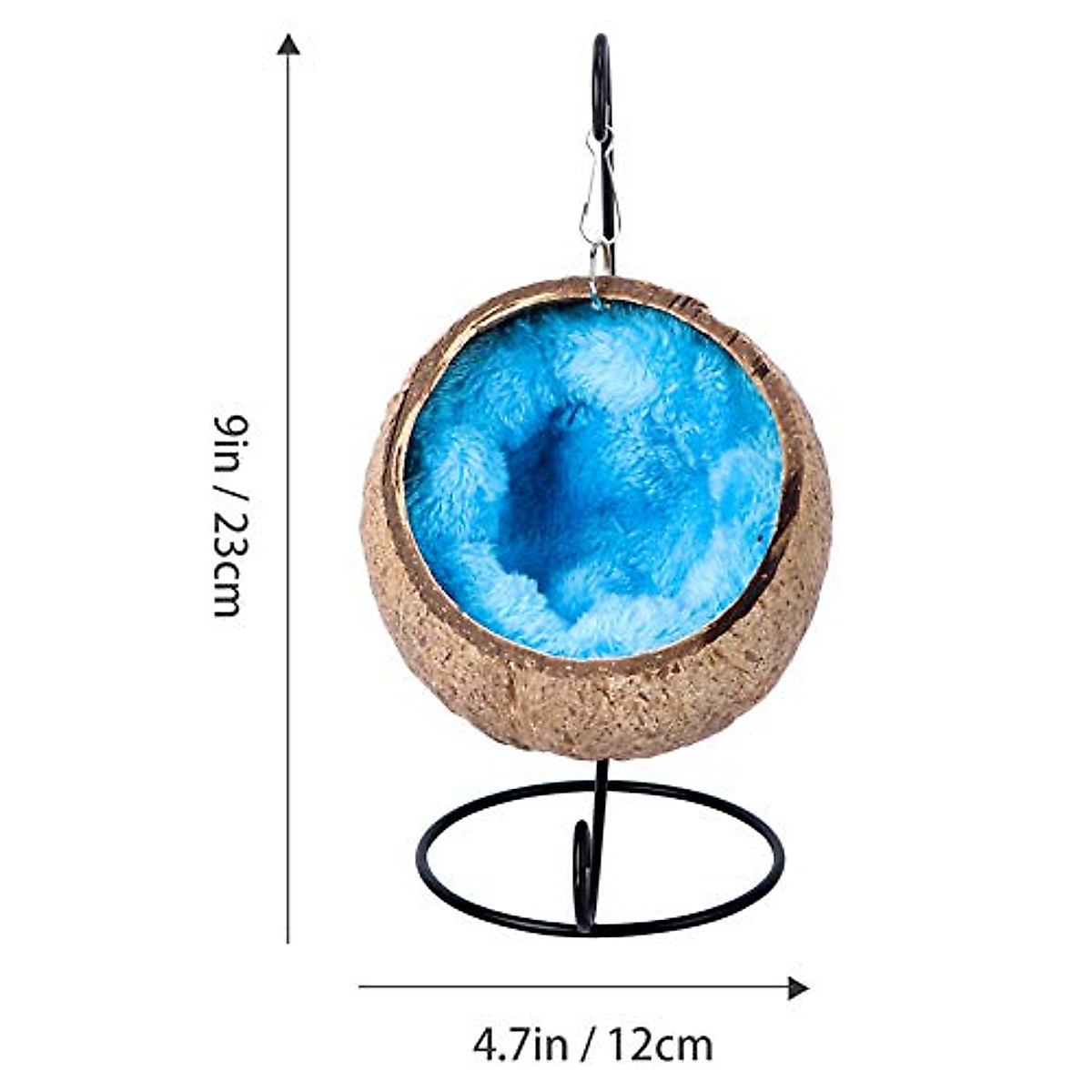 TEHAUX Natural Coconut Shell Bird Nest House Bed with Warm Pad for Parrot Parakeet Hamster Rat Mice Chinchilla Cage Toy Nesting Box