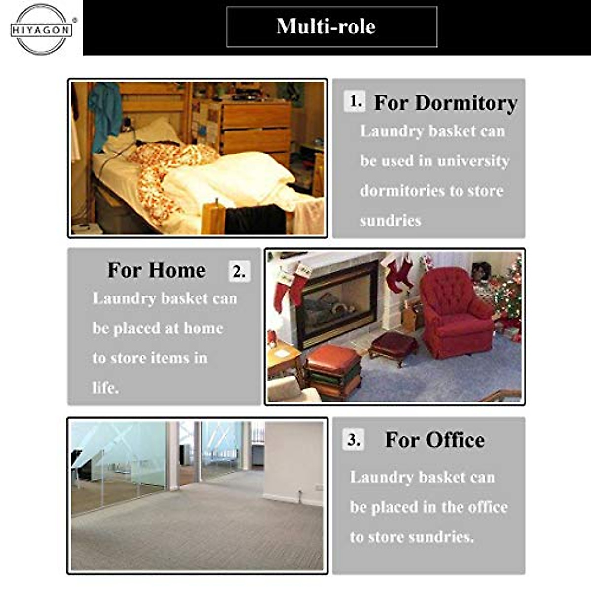 HIYAGON Large Storage Baskets,Waterproof Laundry Baskets,Collapsible Canvas Basket for Storage Bin for Kids Room,Toy Organizer,Home Decor,Baby Hamper(Fish & Cat)