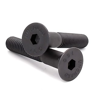 Flat Socket Head Cap Screw, 3/8"-16 UNC Thread, 2-1/2" Long, Partially Threaded, Alloy Steel, Unbrako, Black Oxide (Pack of 50)