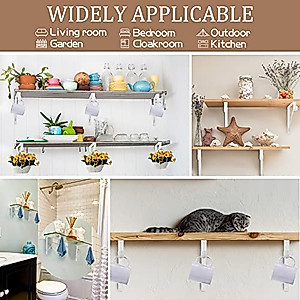 Closet Rod Bracket Bulk Heavy Duty Closet Brackets Closet Shelf Bracket with Rod Support Rod Brackets Holder Shelf Rod Hangers Hooks with Screw for Home Closet Decor, 10.6 x 12.6 Inch (White, 16 Pack)