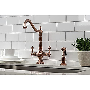 Kingston Brass KS177ALBSAC Heritage Kitchen Faucet, Antique Copper