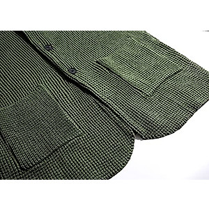 yoeasy Men Stand Collar Chunky Button Down Cardigan Sweater Long Sleeve Slim Fit Ribbed Knitted Sweater with Pocket (Medium, Army Green)